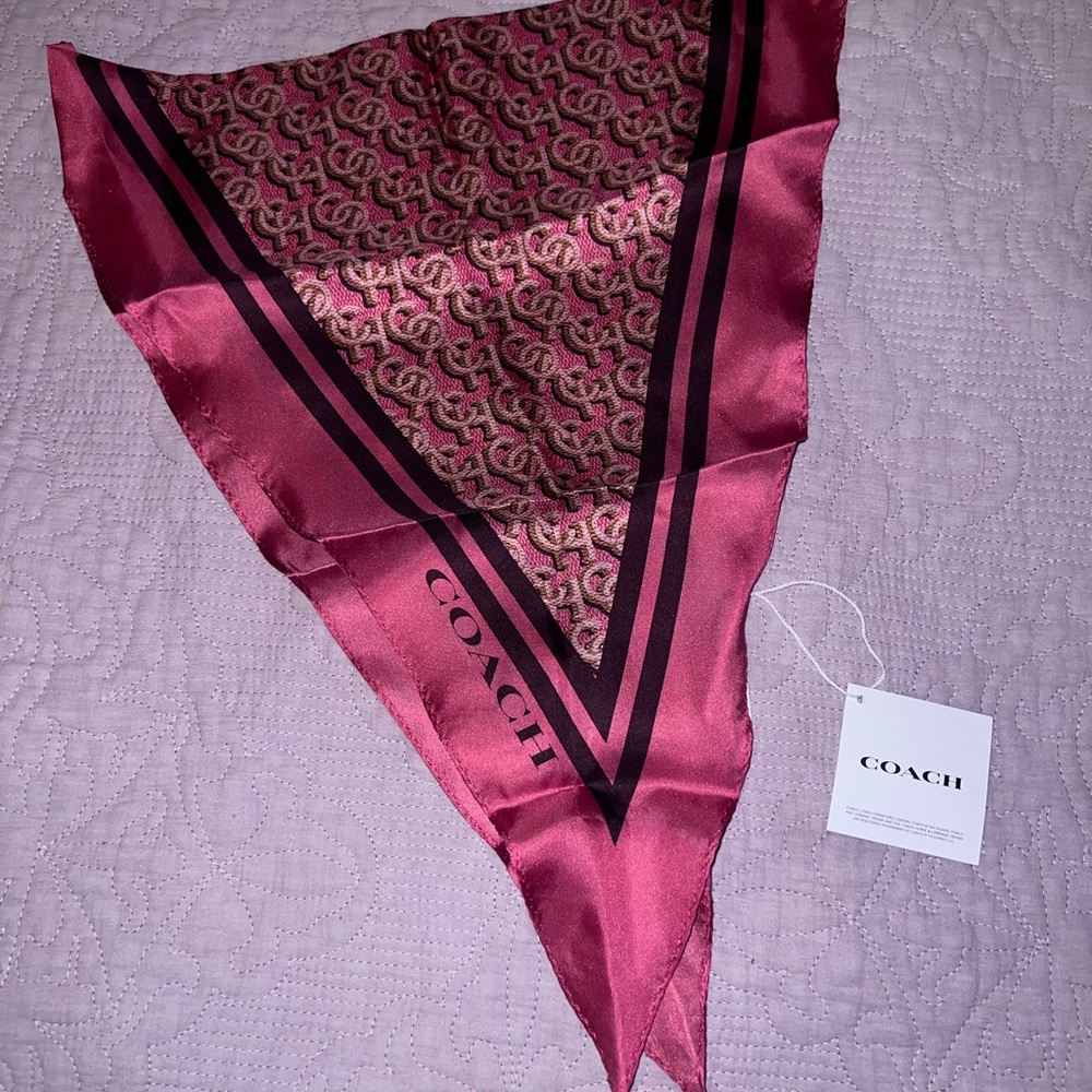 Stacked Coach Print Silk Diamond Scarf - Gem